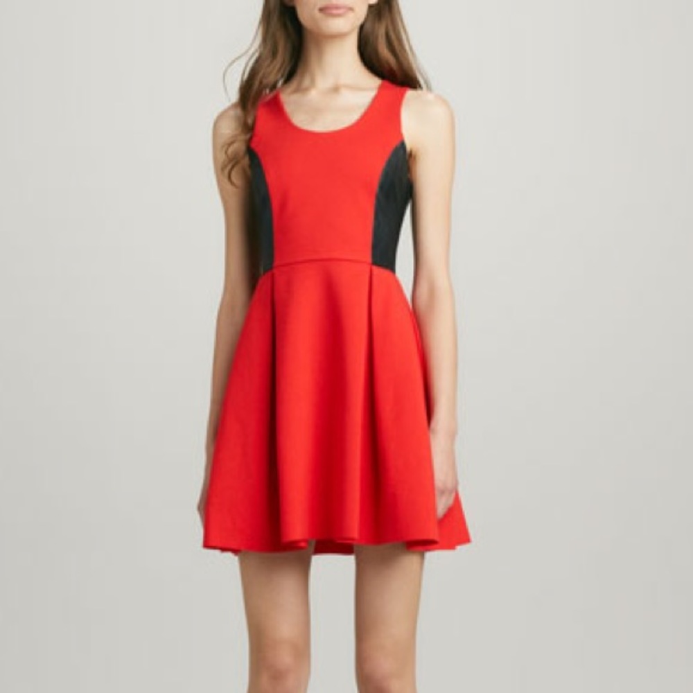 Parker Olivia Perforated Leather Panel Dress - Gem
